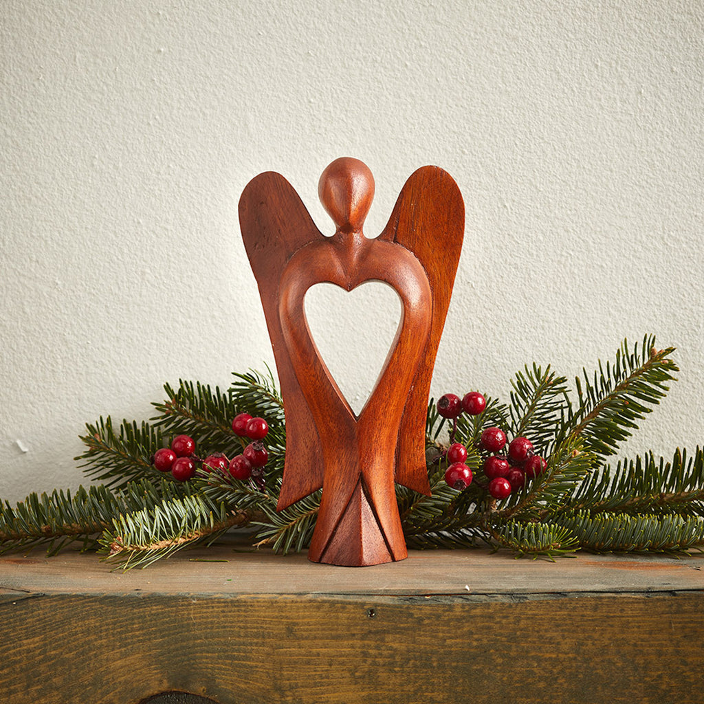 Wood Carved Heart Shaped Angel – Better World Bio